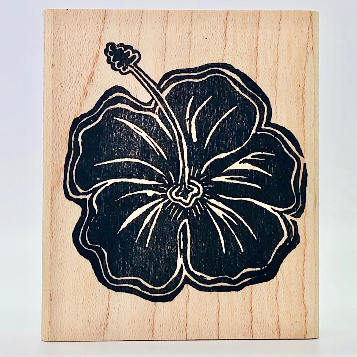 Woodcut Hibiscus Stamp– Rubber Stamp Plantation