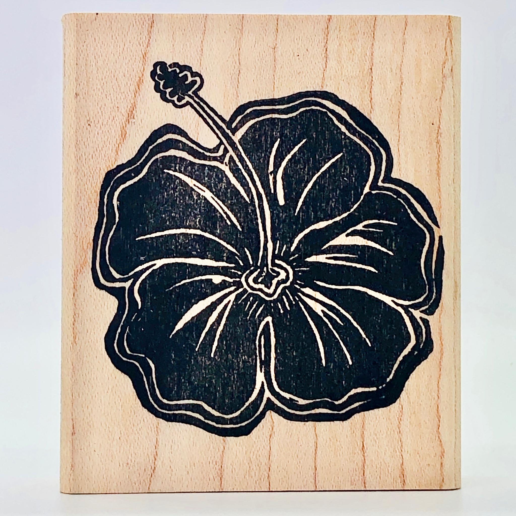 Woodcut Hibiscus Stamp– Rubber Stamp Plantation