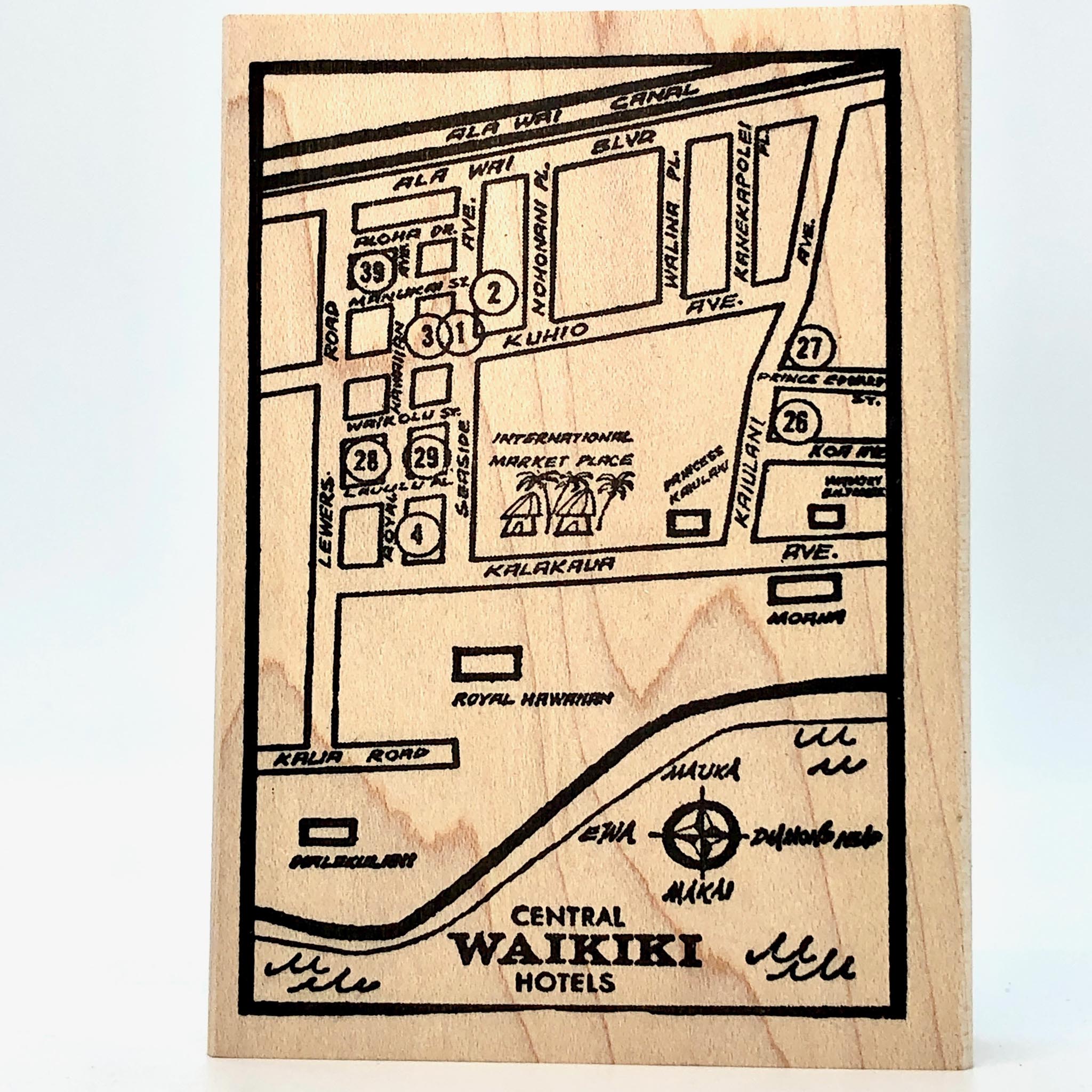 Old Waikiki Map Stamp– Rubber Stamp Plantation