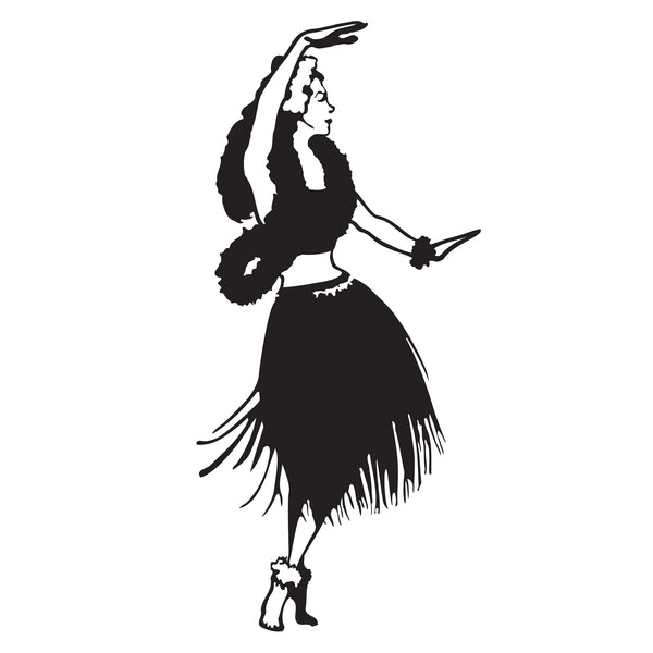 Vintage Hula Girl Decals Rubber Stamp Plantation