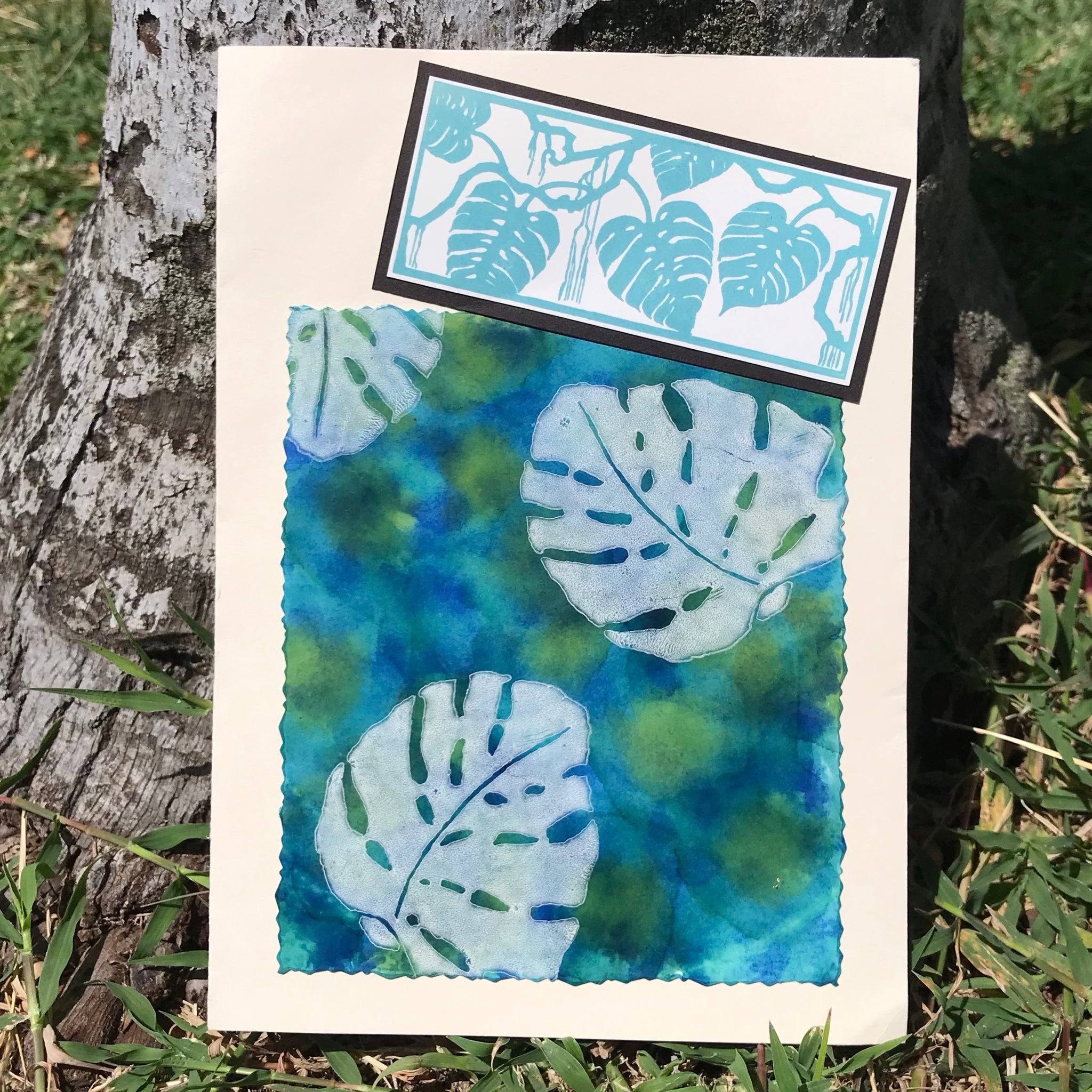 Large Monstera Border Stamp– Rubber Stamp Plantation