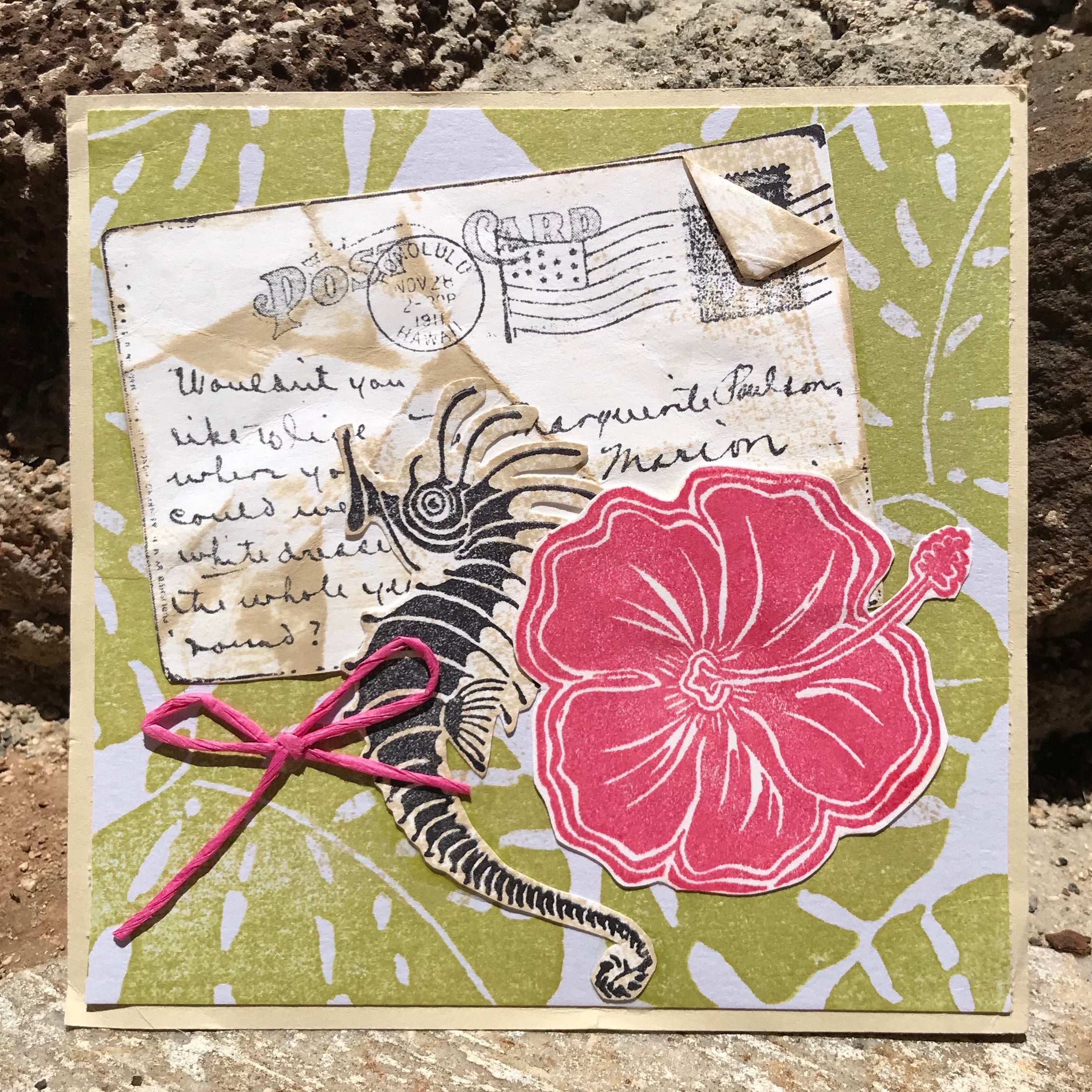 Woodcut Hibiscus Stamp– Rubber Stamp Plantation